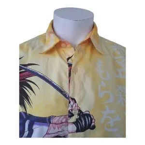 Shirts | Short Sleeve Shirt Japanese Anime Samurai Yellow And Blue ...